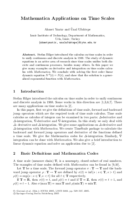 (PDF) Mathematica Applications on Time Scales
