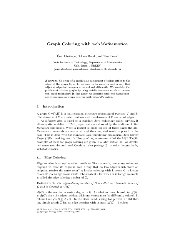 (PDF) Graph Coloring with webMathematica