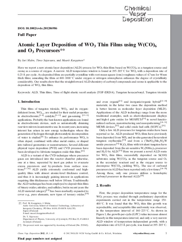 (PDF) Critical-point model dielectric function analysis of WO3 thin ...