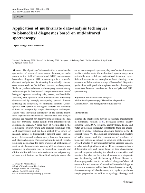 Pdf Application Of Multivariate Data Analysis Techniques To