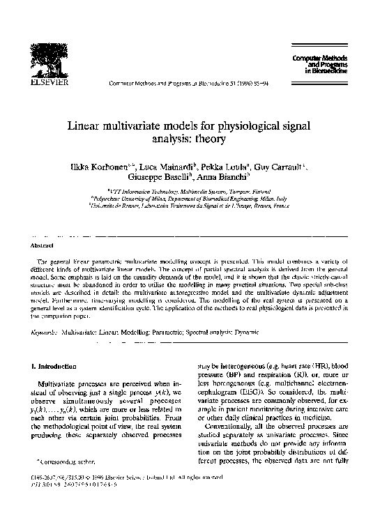 (PDF) Linear multivariate models for physiological signal analysis: applications