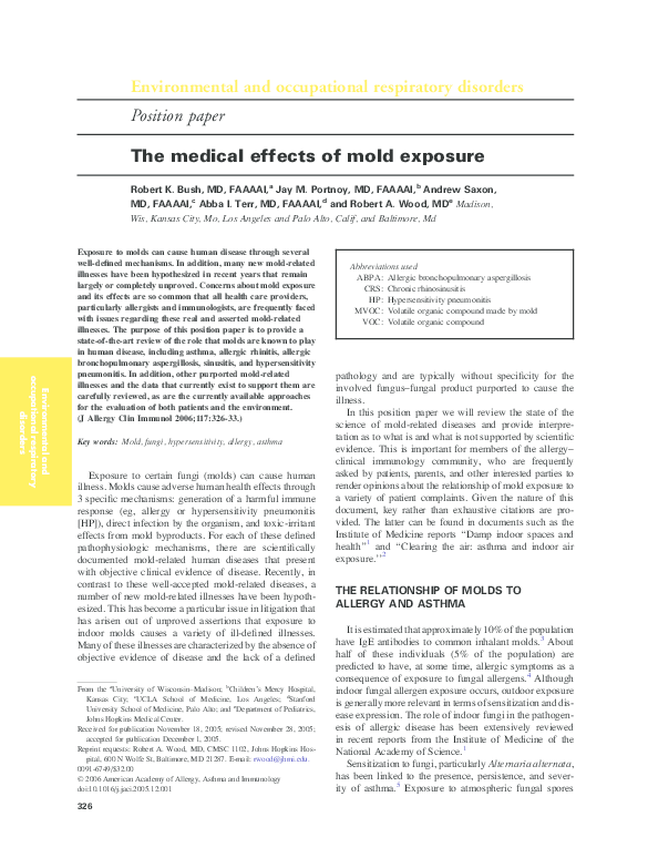 (PDF) The medical effects of mold exposure