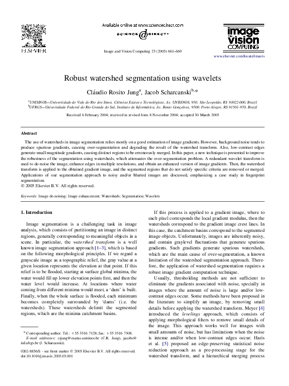 (PDF) Robust watershed segmentation using wavelets