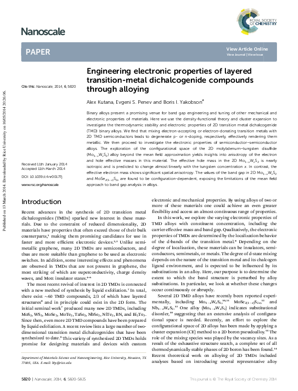 (PDF) Engineering electronic properties of layered transition-metal dichalcogenide compounds ...