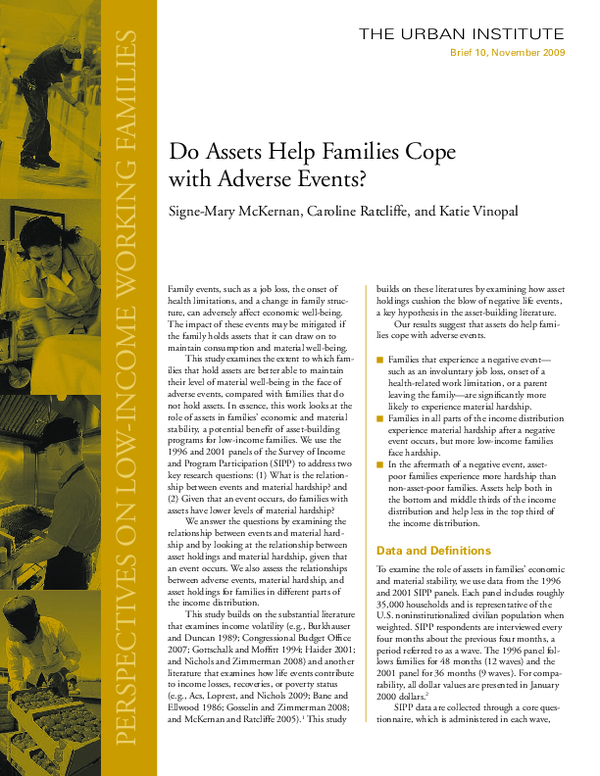 (PDF) Do Assets Help Families Cope with Adverse Events?