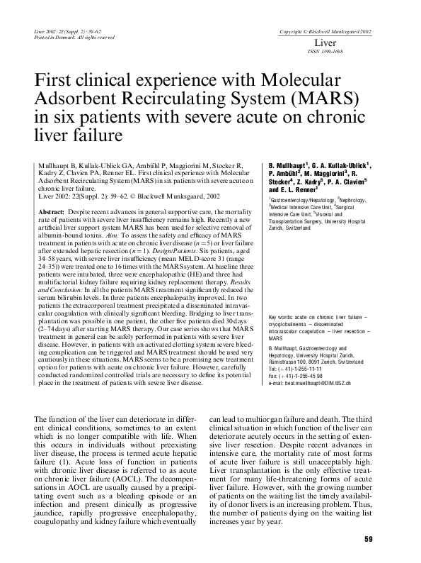 (PDF) First clinical experience with Molecular Adsorbent Recirculating ...