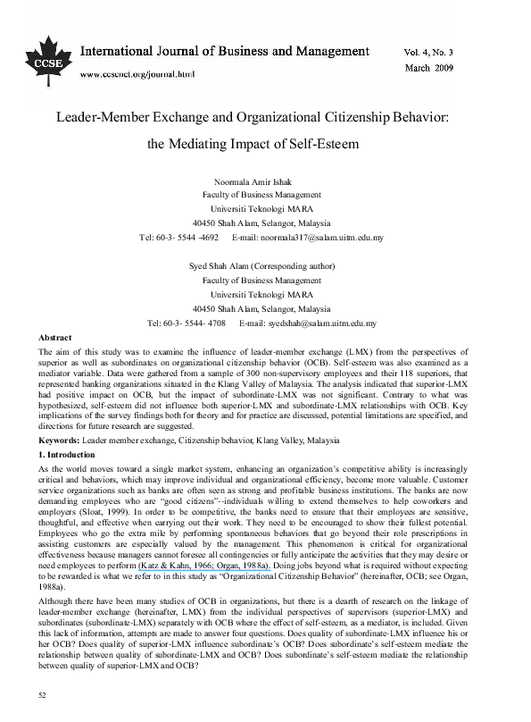 (PDF) Leader-Member Exchange and Organizational Citizenship Behavior: the Mediating Impact of ...