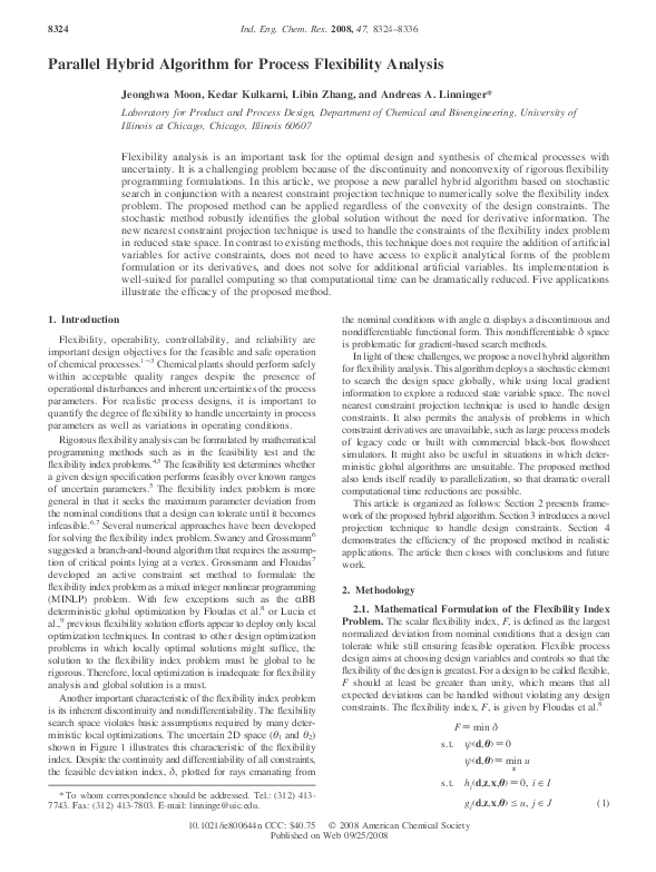 Pdf Parallel Hybrid Algorithm For Process Flexibility Analysis