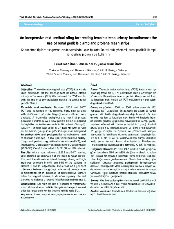 (PDF) An inexpensive mid-urethral sling for treating female stress ...