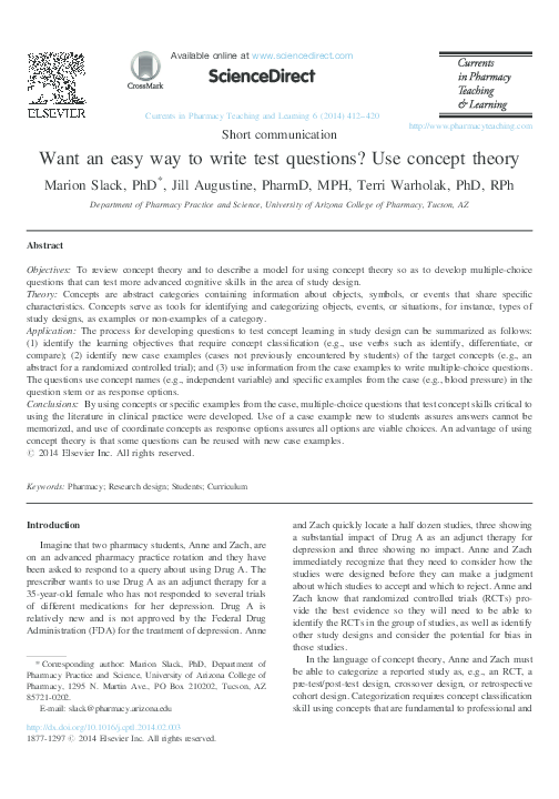 (PDF) Want an easy way to write test questions? Use concept theory