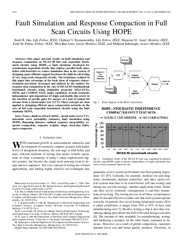 Pdf Fault Simulation And Response Compaction In Full Scan Circuits Using Hope 