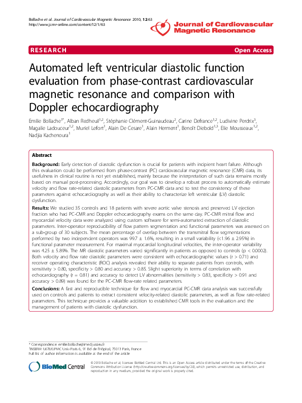 (PDF) Automated left ventricular diastolic function evaluation from phase-contrast ...