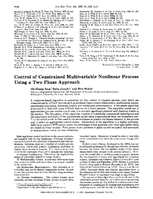 (PDF) Control of constrained multivariable nonlinear process using a two-phase approach