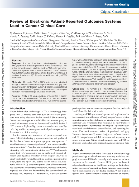 (PDF) Review of electronic patient-reported outcomes systems used in ...