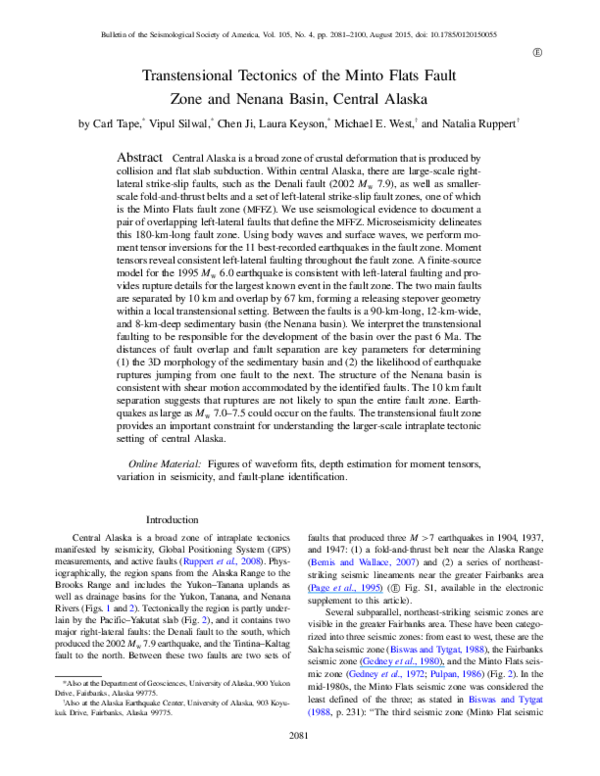(PDF) Transtensional Tectonics of the Minto Flats Fault Zone and Nenana ...