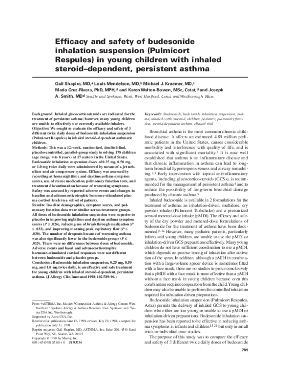 (PDF) Efficacy and safety of budesonide inhalation suspension ...