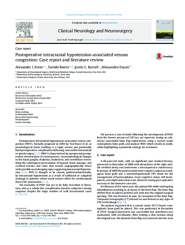 (PDF) Postoperative intracranial hypotension-associated venous ...