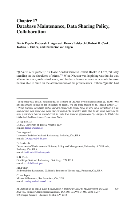 (PDF) Database Maintenance, Data Sharing Policy, Collaboration