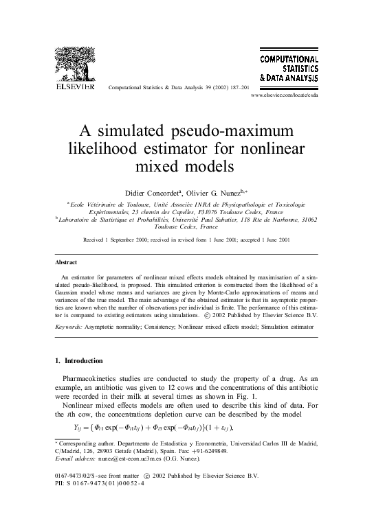 (PDF) A simulated pseudo-maximum likelihood estimator for nonlinear mixed models