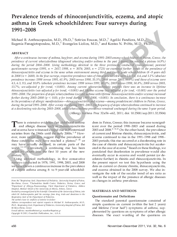 (PDF) Prevalence trends of rhinoconjunctivitis, eczema, and atopic ...