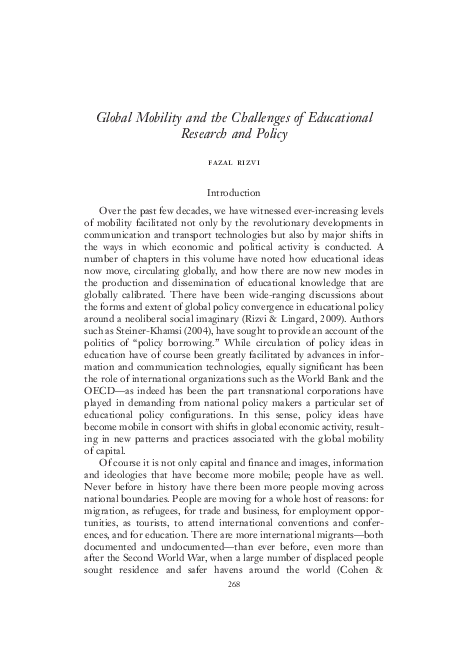 (PDF) Global Mobility and the Challenges of Educational Research and Policy