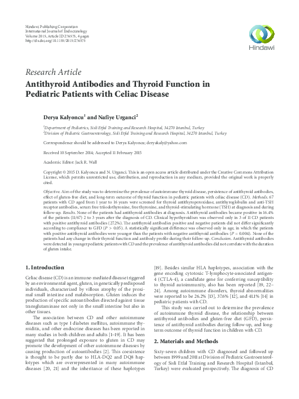 (PDF) Antithyroid antibodies and thyroid function in pediatric patients ...