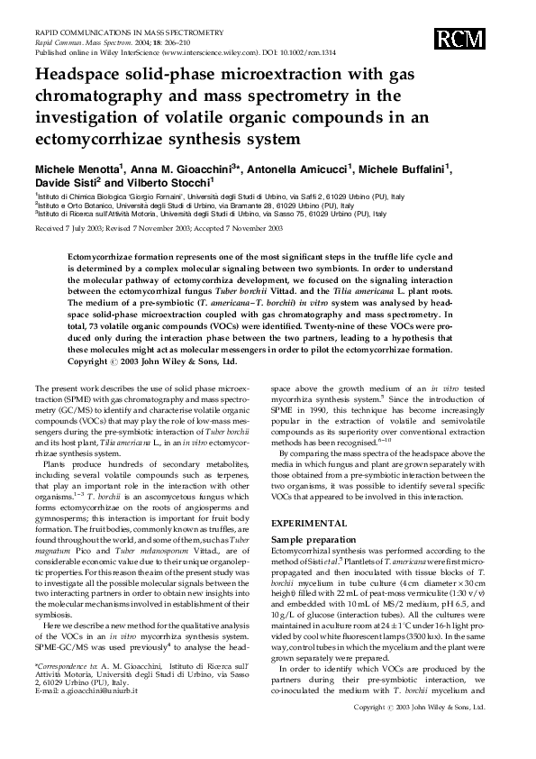 Headspace solid-phase microextraction with gas chromatography and mass spectrometry in the ...