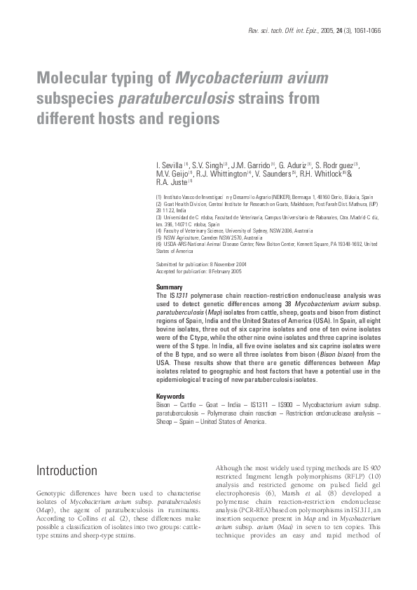 (PDF) Isolation of Mycobacterium avium subspecies paratuberculosis from Ugandan cattle and ...