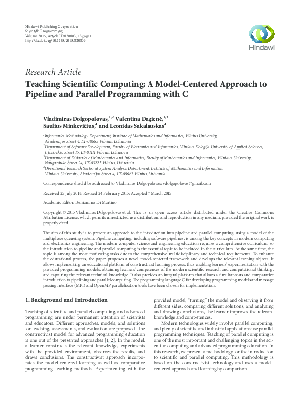 (PDF) Teaching Scientific Computing: A Model-Centered Approach to ...