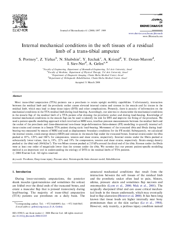 (PDF) Real-time patient-specific finite element analysis of residual limb stresses in ...