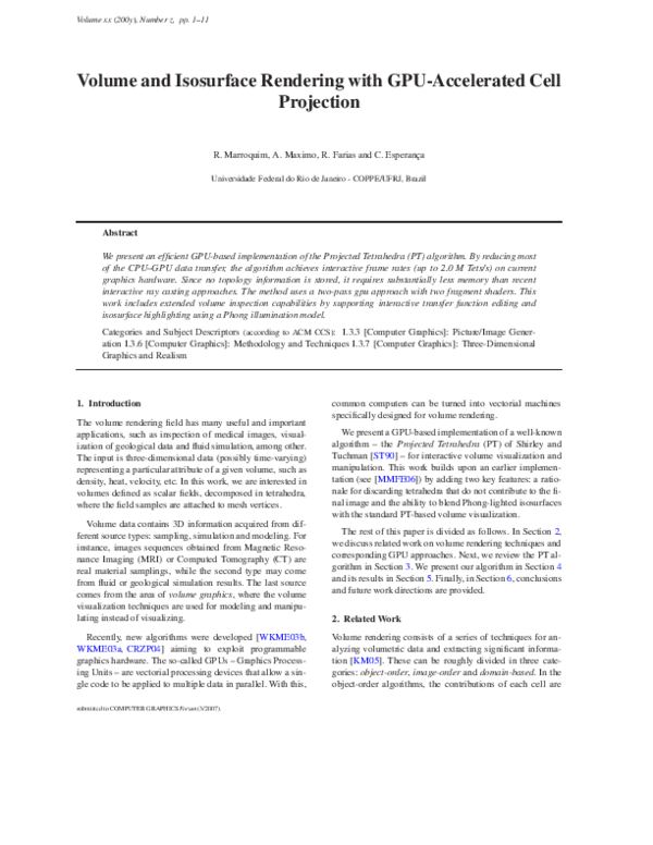 (PDF) Volume and Isosurface Rendering with GPU-Accelerated Cell Projection*