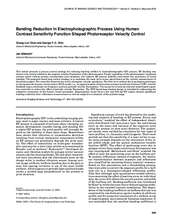 (PDF) Banding reduction in electrophotographic process