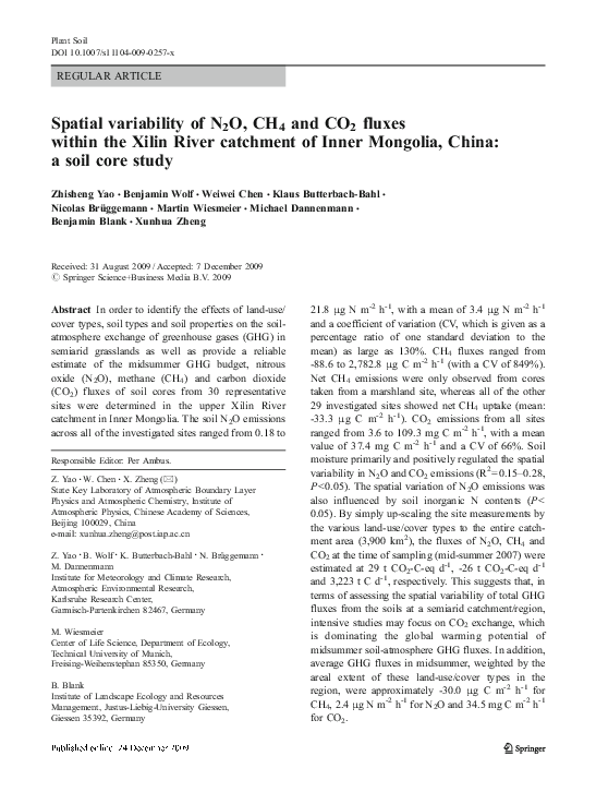 Pdf Spatial Variability Of N2o Ch4 And Co2 Fluxes Within The Xilin