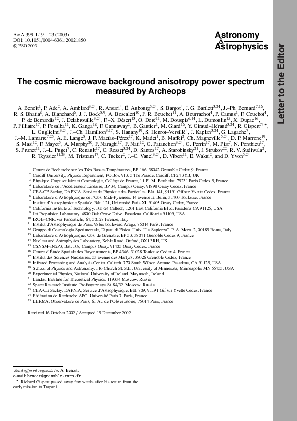 (PDF) The cosmic microwave background anisotropy power spectrum ...