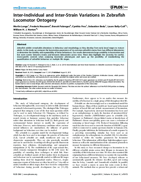 (PDF) Inter-Individual and Inter-Strain Variations in Zebrafish ...