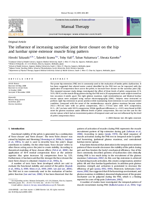 (PDF) The influence of increasing sacroiliac joint force closure on the ...