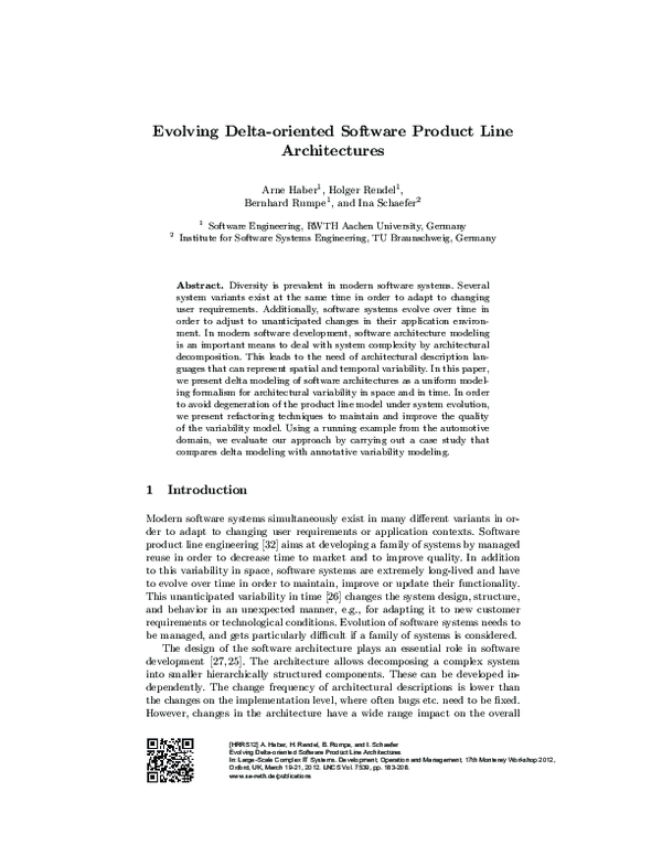 (PDF) Evolving Delta-oriented Software Product Line Architectures