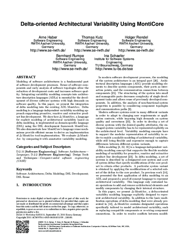 (PDF) Delta-oriented architectural variability using MontiCore