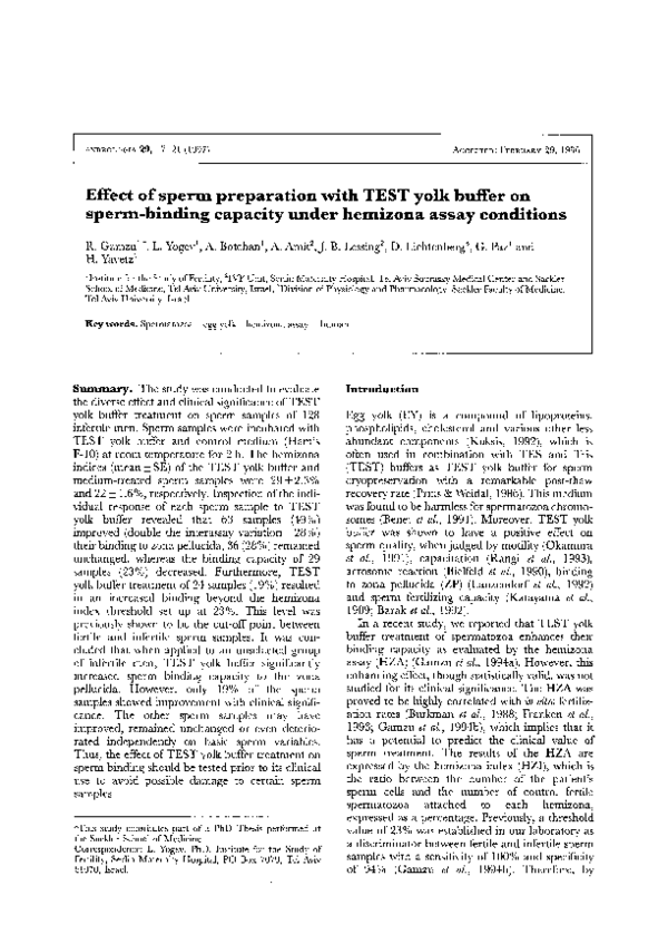 (PDF) Effect of sperm preparation with TEST yolk buffer on sperm ...