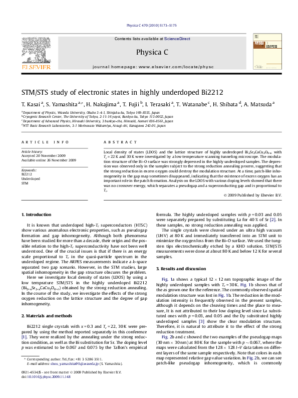 (PDF) STM/STS study of electronic states in highly underdoped Bi2212