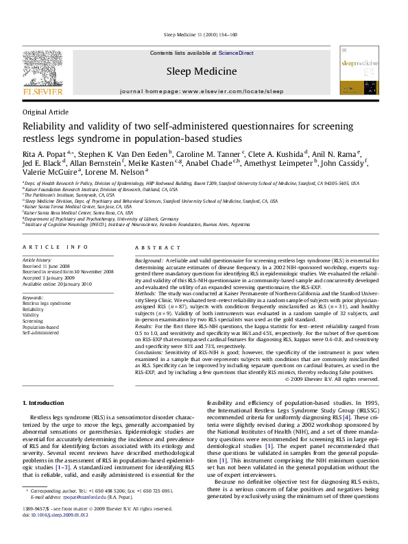 (PDF) Reliability and validity of two self-administered questionnaires ...