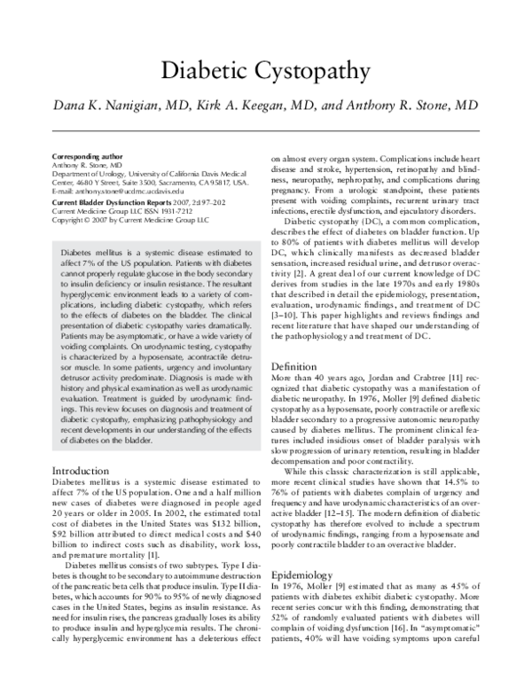 (PDF) Diabetic cystopathy