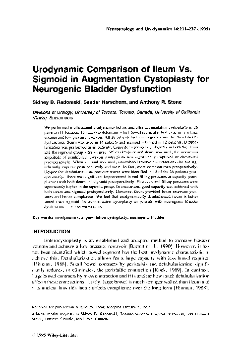 (PDF) Urodynamic comparison of ileum vs. sigmoid in augmentation ...