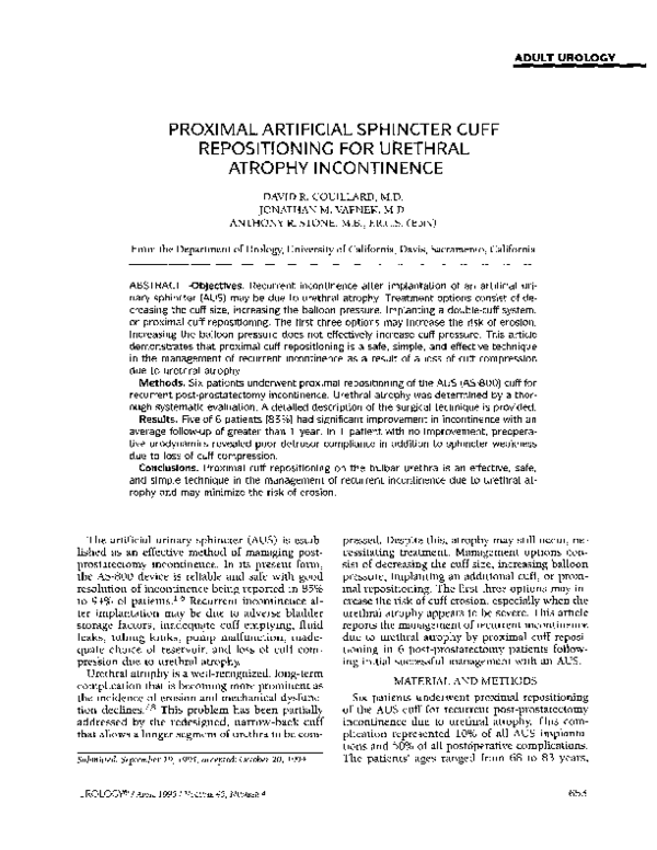 (PDF) Proximal artificial sphincter cuff repositioning for urethral ...