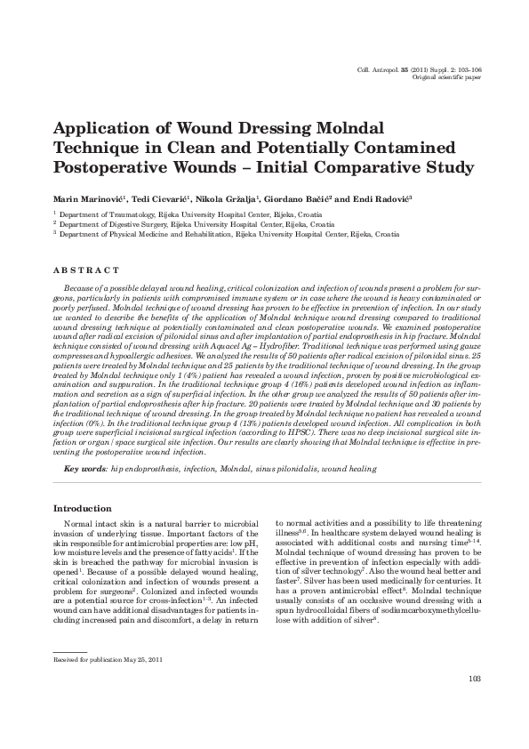 (PDF) Application of wound dressing Molndal technique in clean and ...
