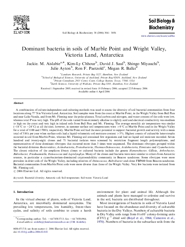 (PDF) Dominant bacteria in soils of Marble Point and Wright Valley ...