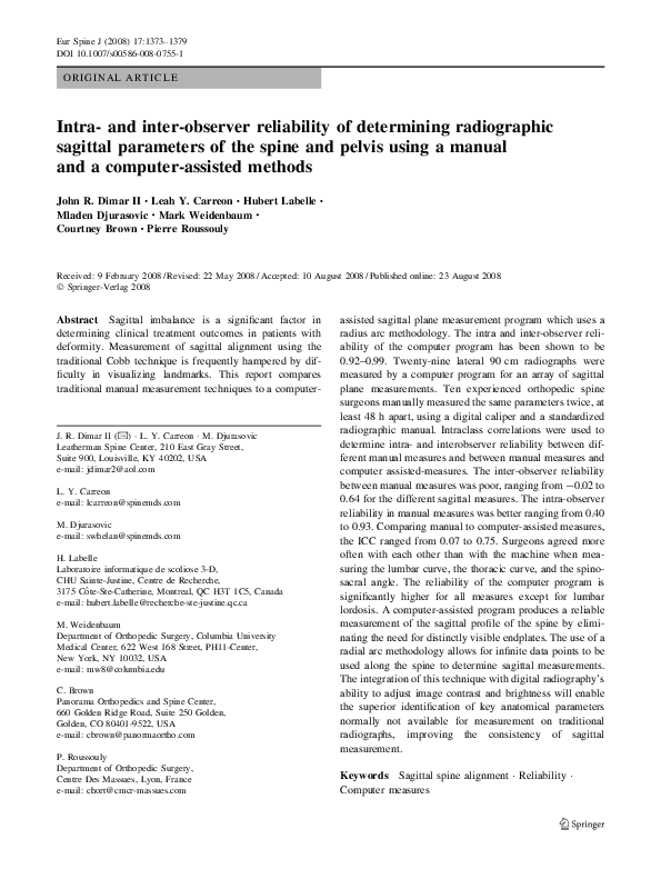 (PDF) Intra- and inter-observer reliability of determining radiographic ...