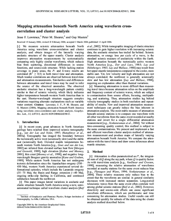 Pdf Mapping Attenuation Beneath North America Using Waveform Cross