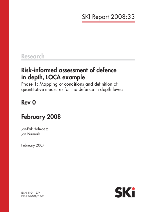 (PDF) Risk-informed assessment of defence in depth, LOCA example. Phase ...