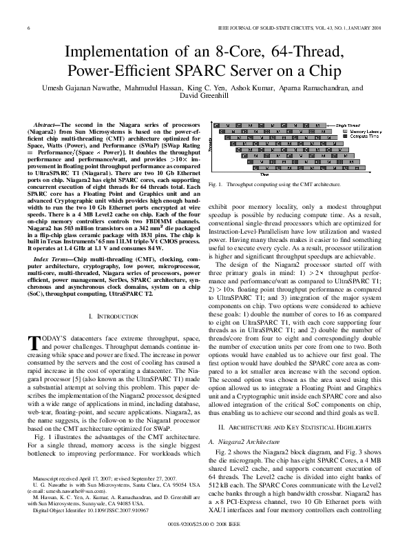 (PDF) Implementation of an 8-Core, 64-Thread, Power-Efficient SPARC Server on a Chip